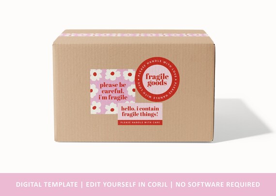 FLORRIE Fragile Package Sticker Template Editable Fragile - Etsy UK