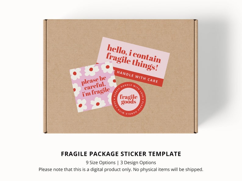 FLORRIE Fragile Package Sticker Template - Editable Fragile Sticker ...