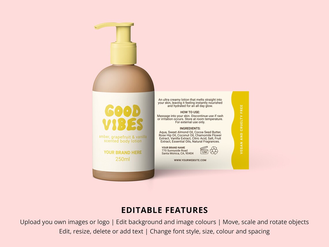 DAZIEFLORRIE Wrap Around Bottle Label Template - Editable Body Product ...