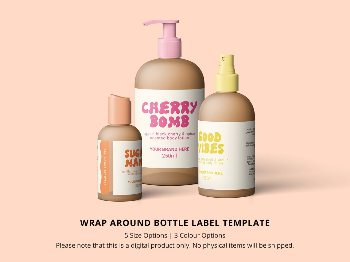 DAZIEFLORRIE Wrap Around Bottle Label Template - Editable Body Product ...