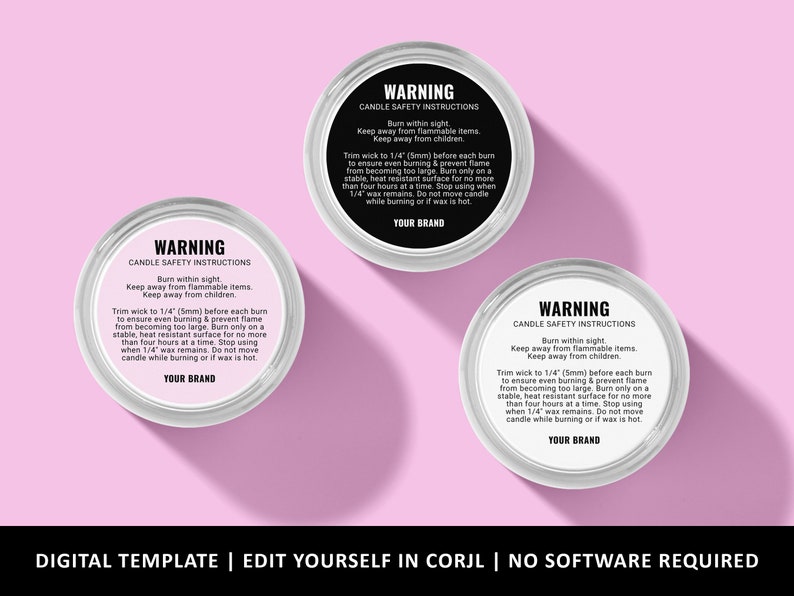 BAILEY Candle Warning Label Template Editable Candle Warning - Etsy