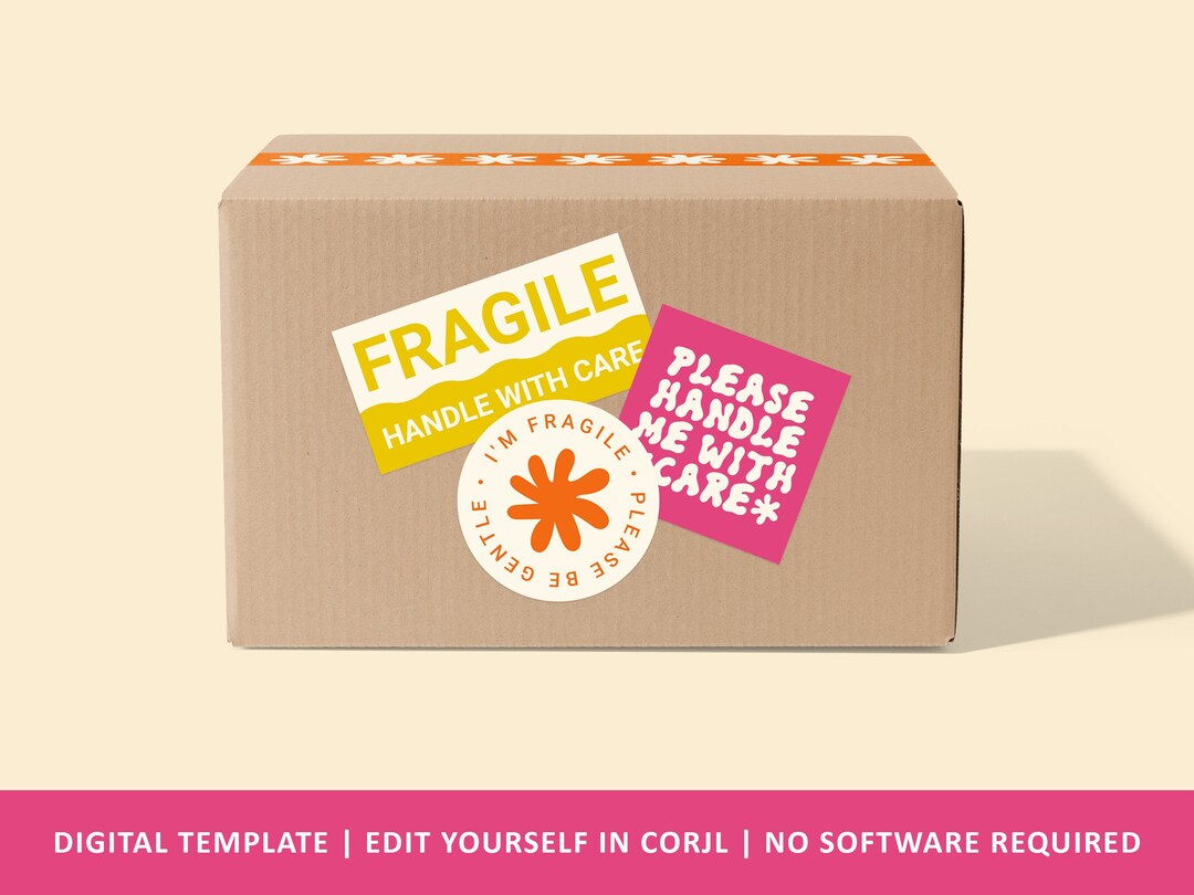 DAZIE Fragile Package Sticker Template Editable Fragile Sticker ...