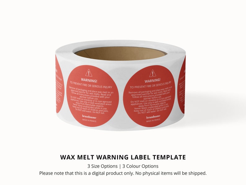 FLORRIE Wax Melt Warning Label Template - Editable Wax Melt Warning ...