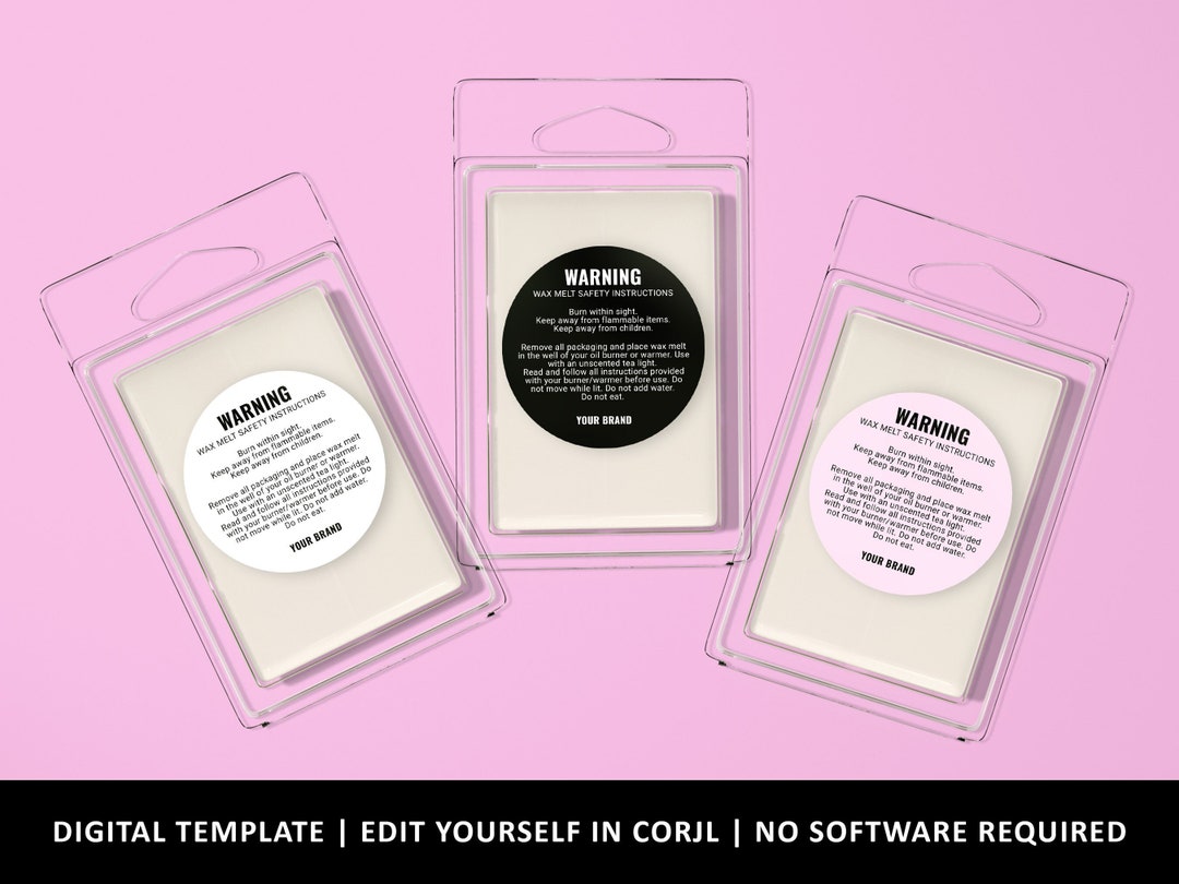 BAILEY Wax Melt Warning Label Template - Editable Wax Melt Warning ...