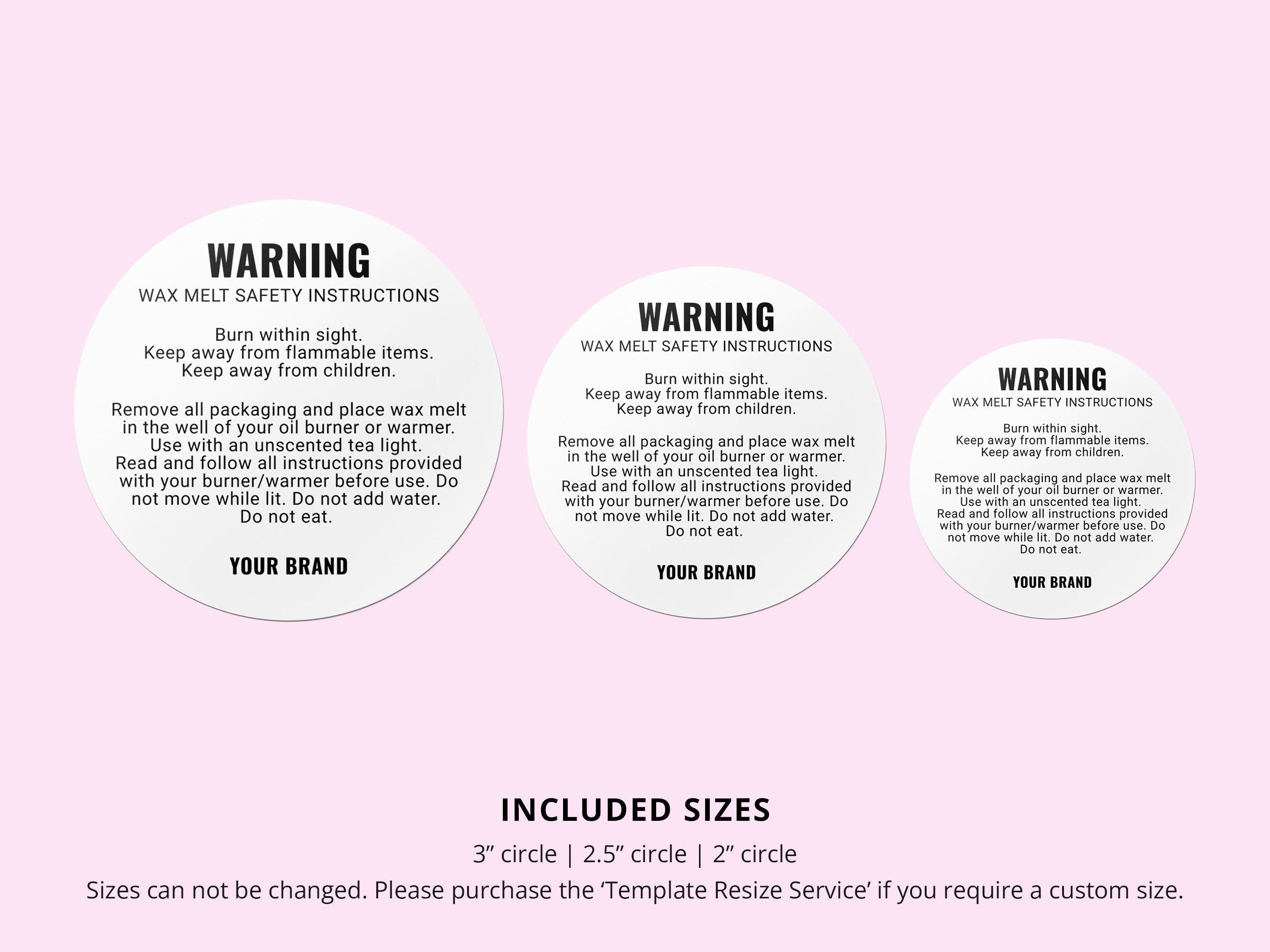 BAILEY Wax Melt Warning Label Template - Editable Wax Melt Warning ...
