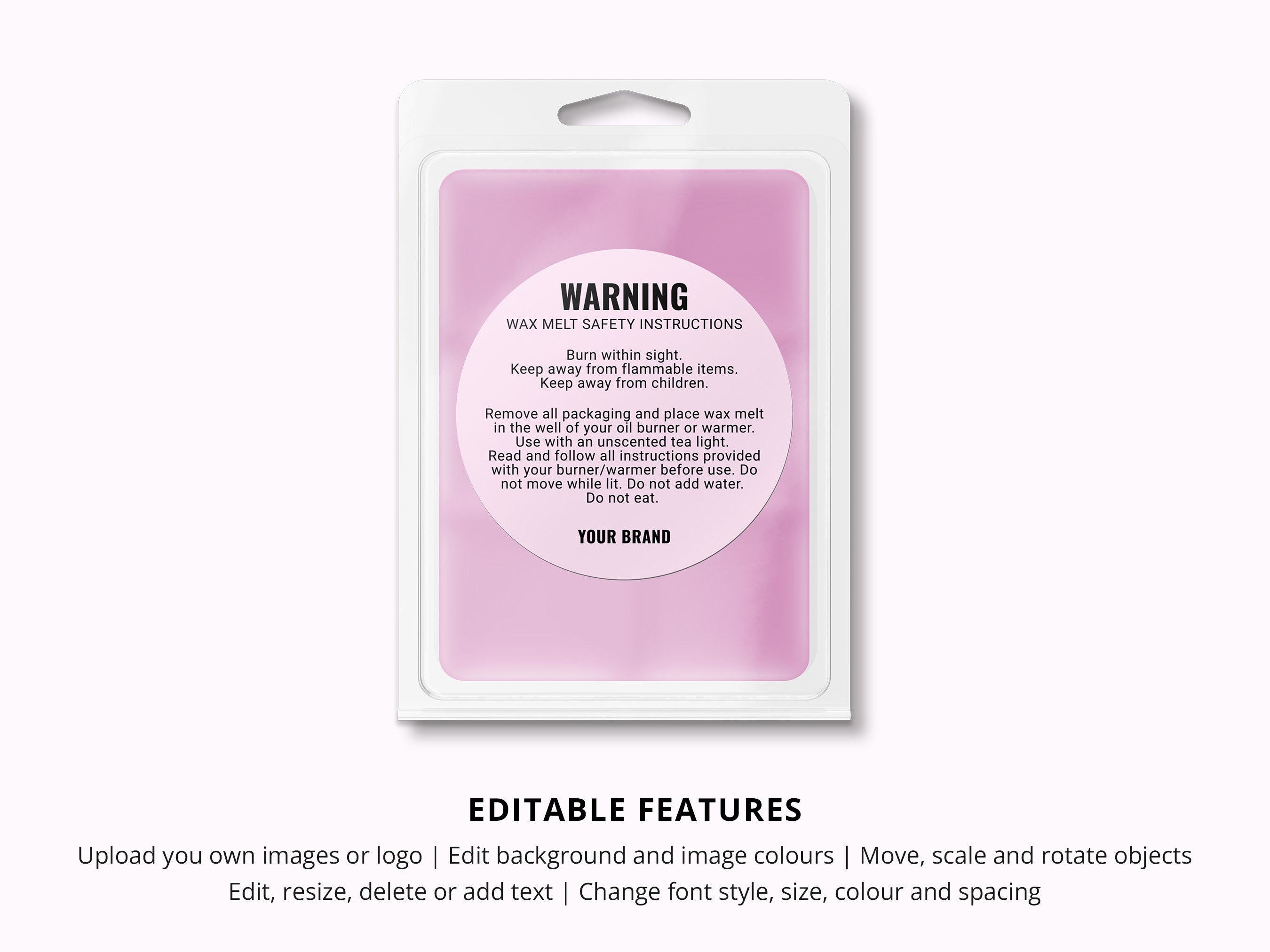 BAILEY Wax Melt Warning Label Template - Editable Wax Melt Warning ...