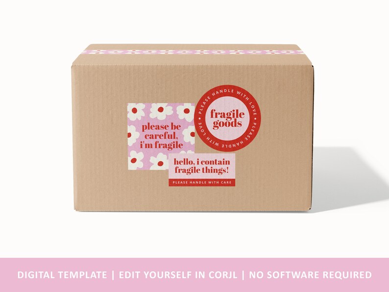 FLORRIE Fragile Package Sticker Template Editable Fragile - Etsy