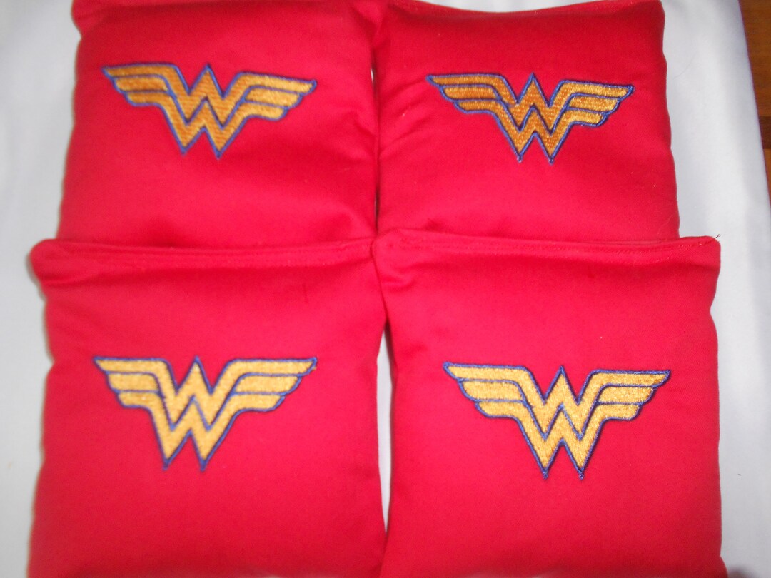 Set of 4 Embroidered Wonder Women Corn Hole Bags - Etsy