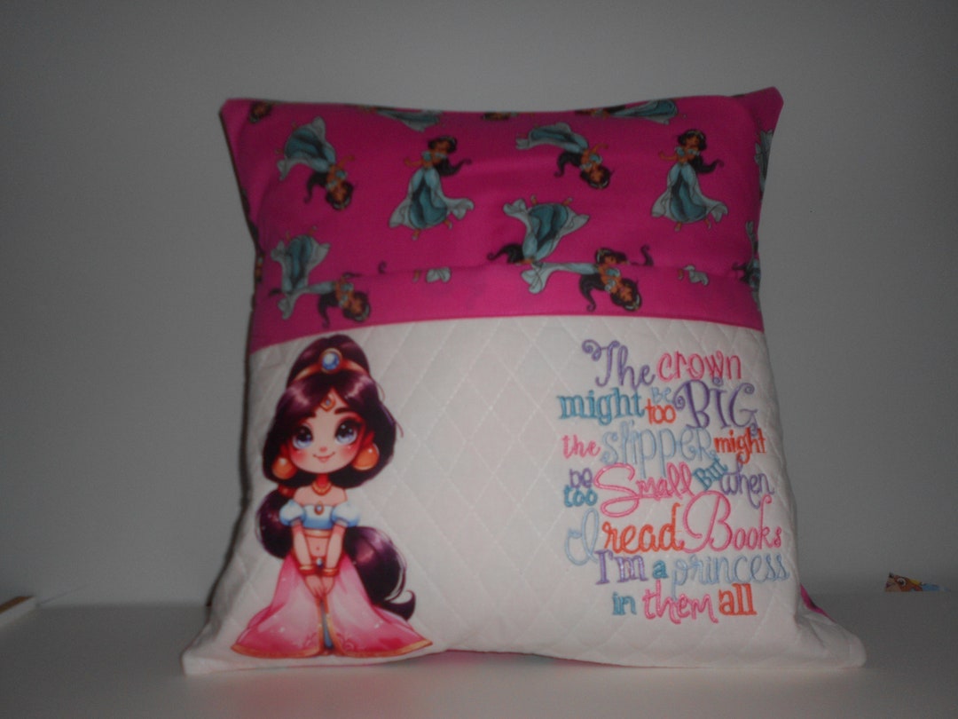 Fairy Tale, Princess Jasmine Book Reading Pocket Pillow, Pillow ...