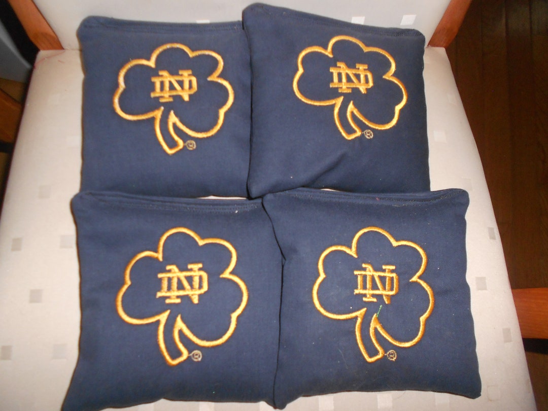 Set of 4 Embroidered Blue Shamrock ND Corn Hole Bags - Etsy
