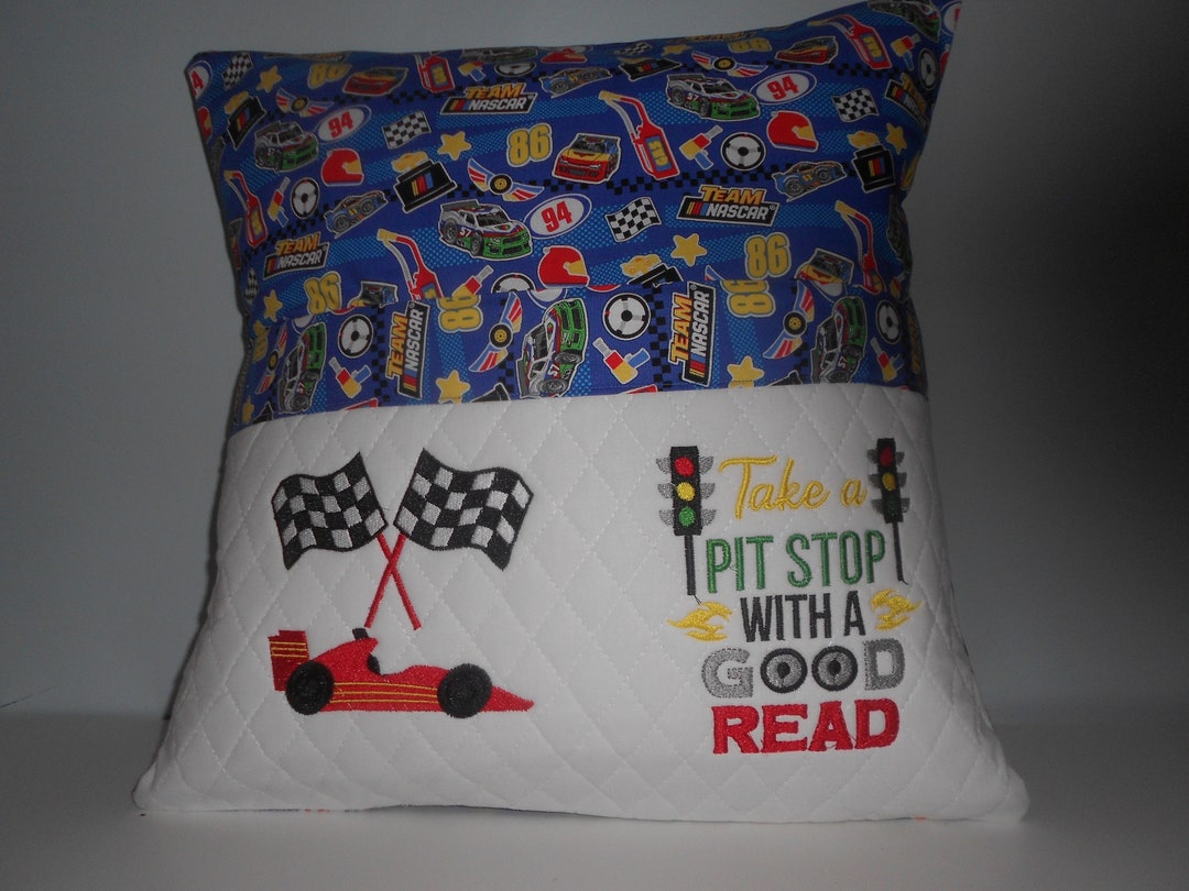 Race Car Reading Pillow: Kids Pocket Pillow, Nascar Theme - Etsy