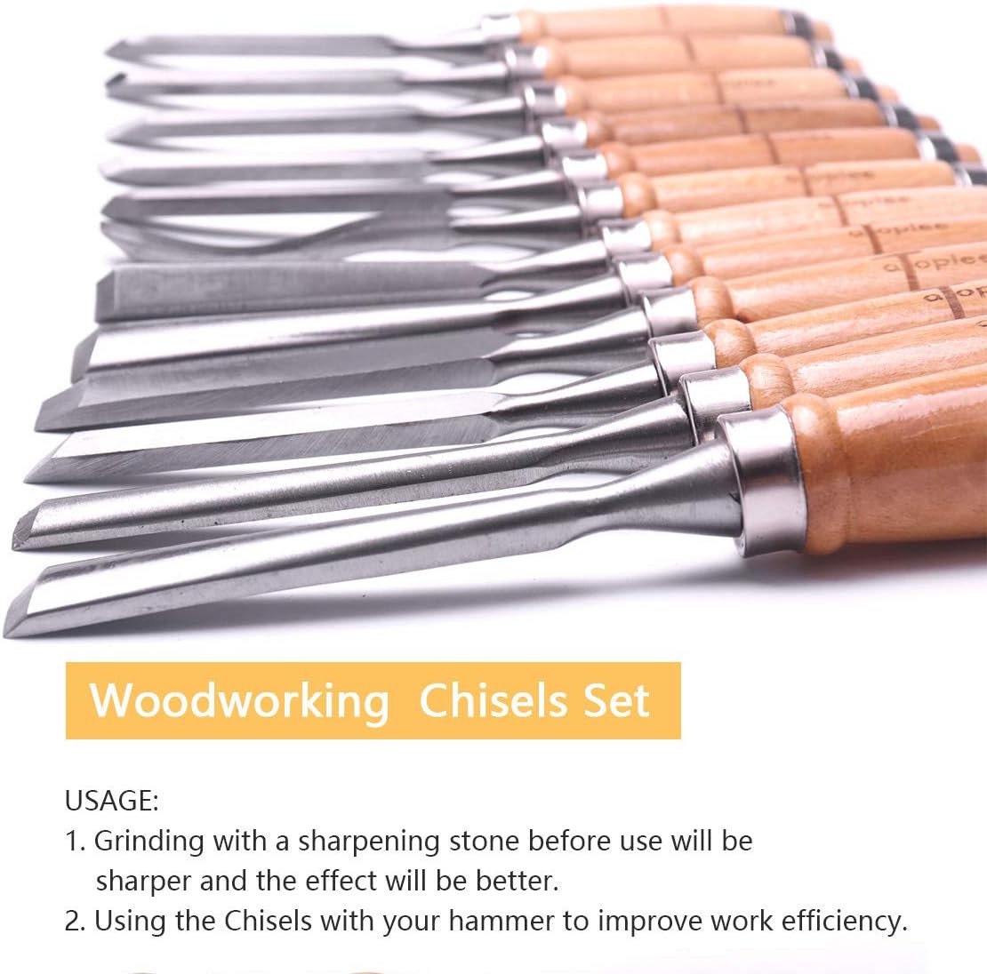 12pcs Wood Carving Chisel Set for Woodworking, Professional Wood Gouge ...