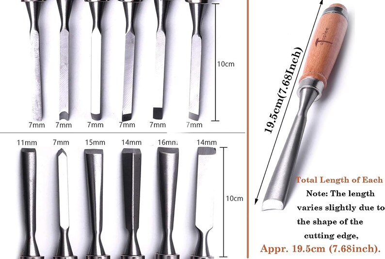 12pcs Wood Carving Chisel Set for Woodworking, Professional Wood Gouge ...