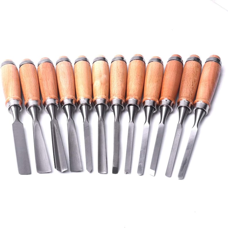 12pcs Wood Carving Chisel Set for Woodworking, Professional Wood Gouge ...