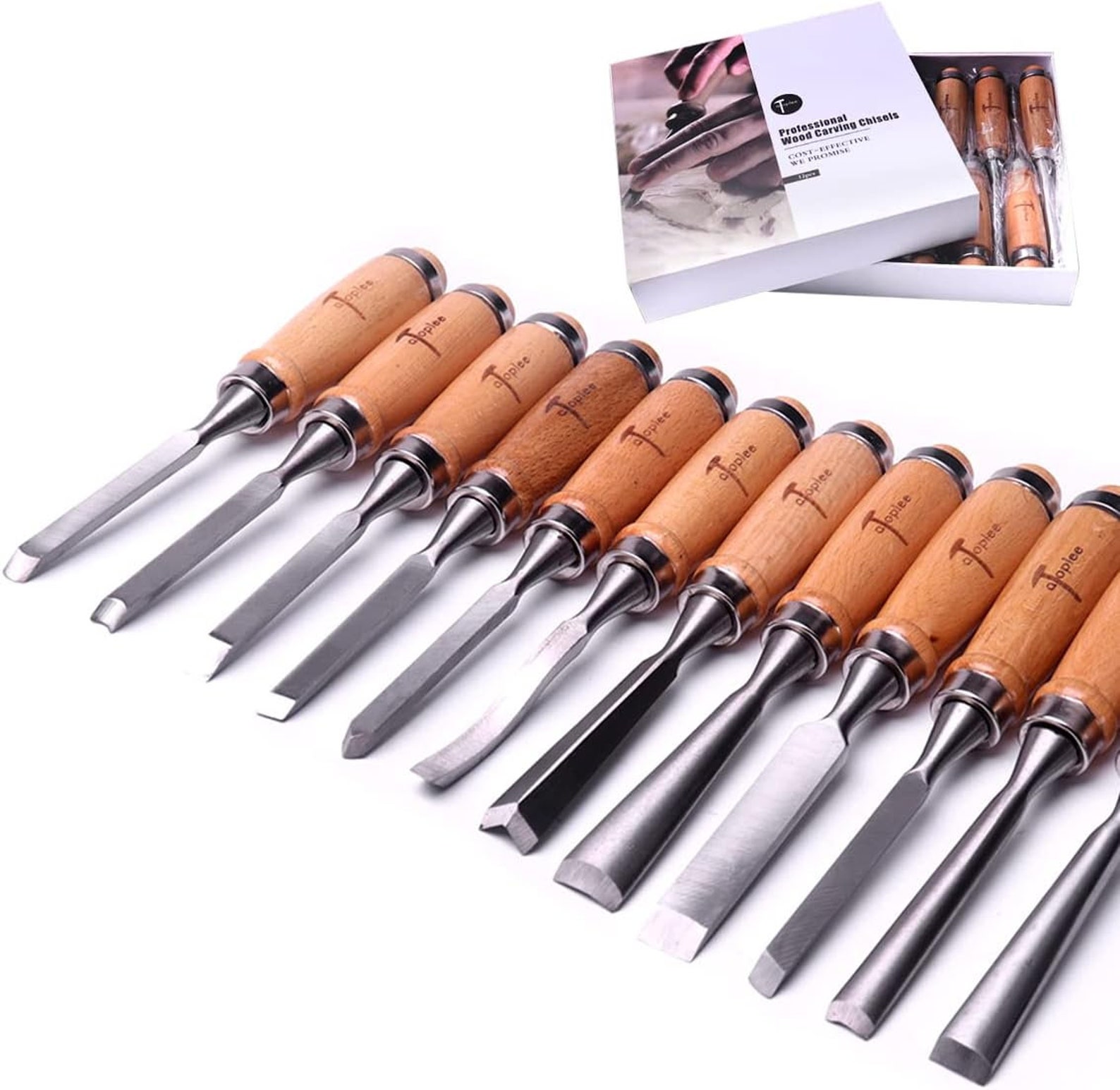 12pcs Wood Carving Chisel Set for Woodworking, Professional Wood Gouge ...