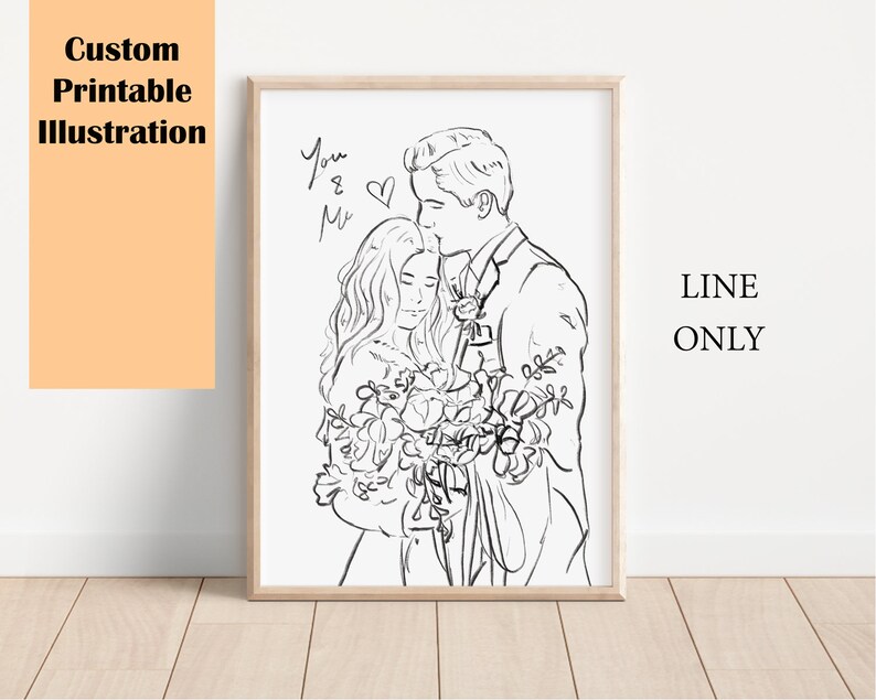 Personalized Drawing, Custom Line Drawing, Line Portrait, Custom Gift ...