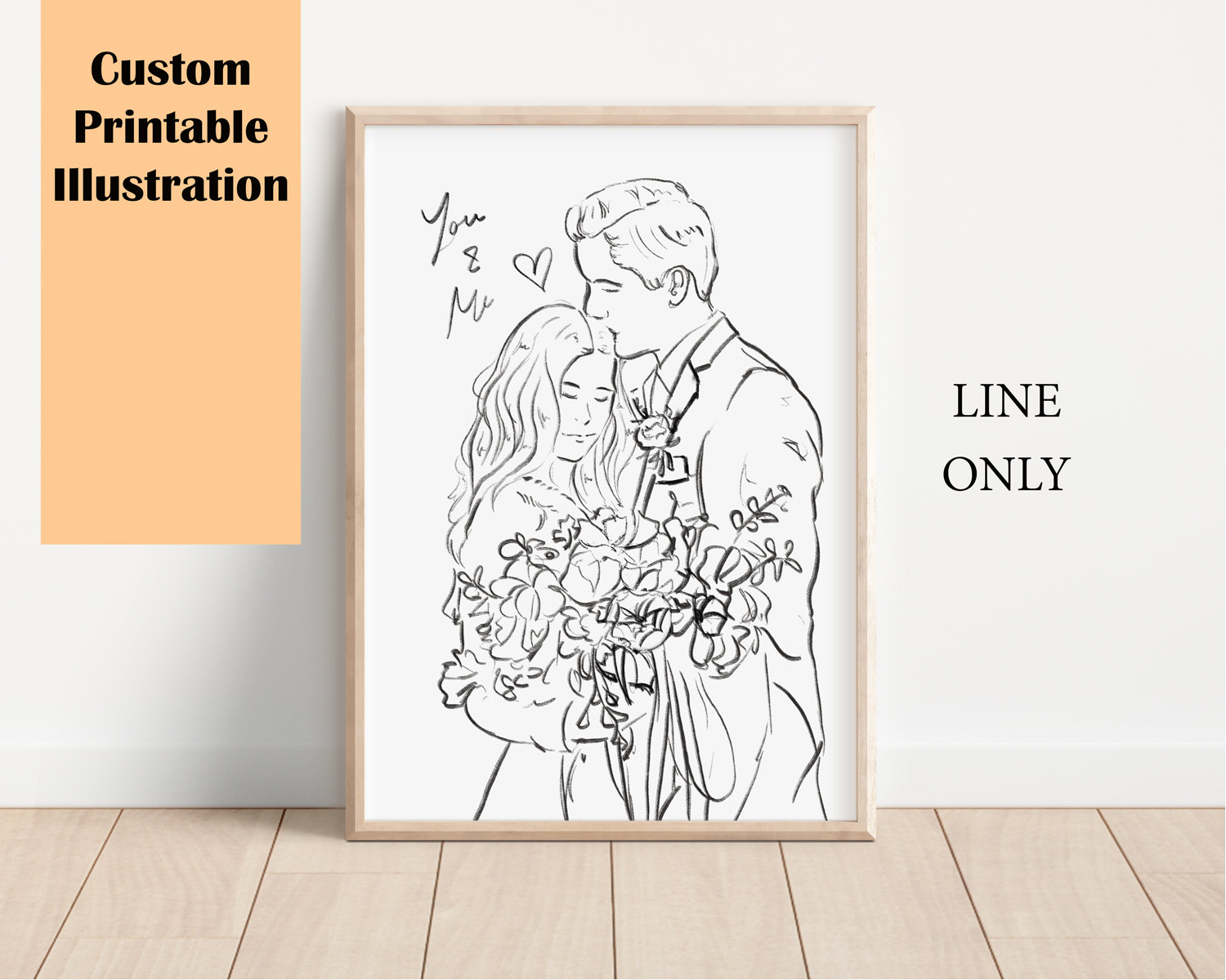 Personalized Drawing, Custom Line Drawing, Line Portrait, Custom Gift ...