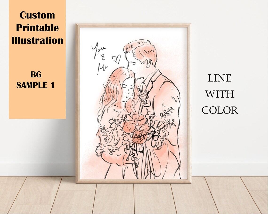 Personalized Drawing, Custom Line Drawing, Line Portrait, Custom Gift ...
