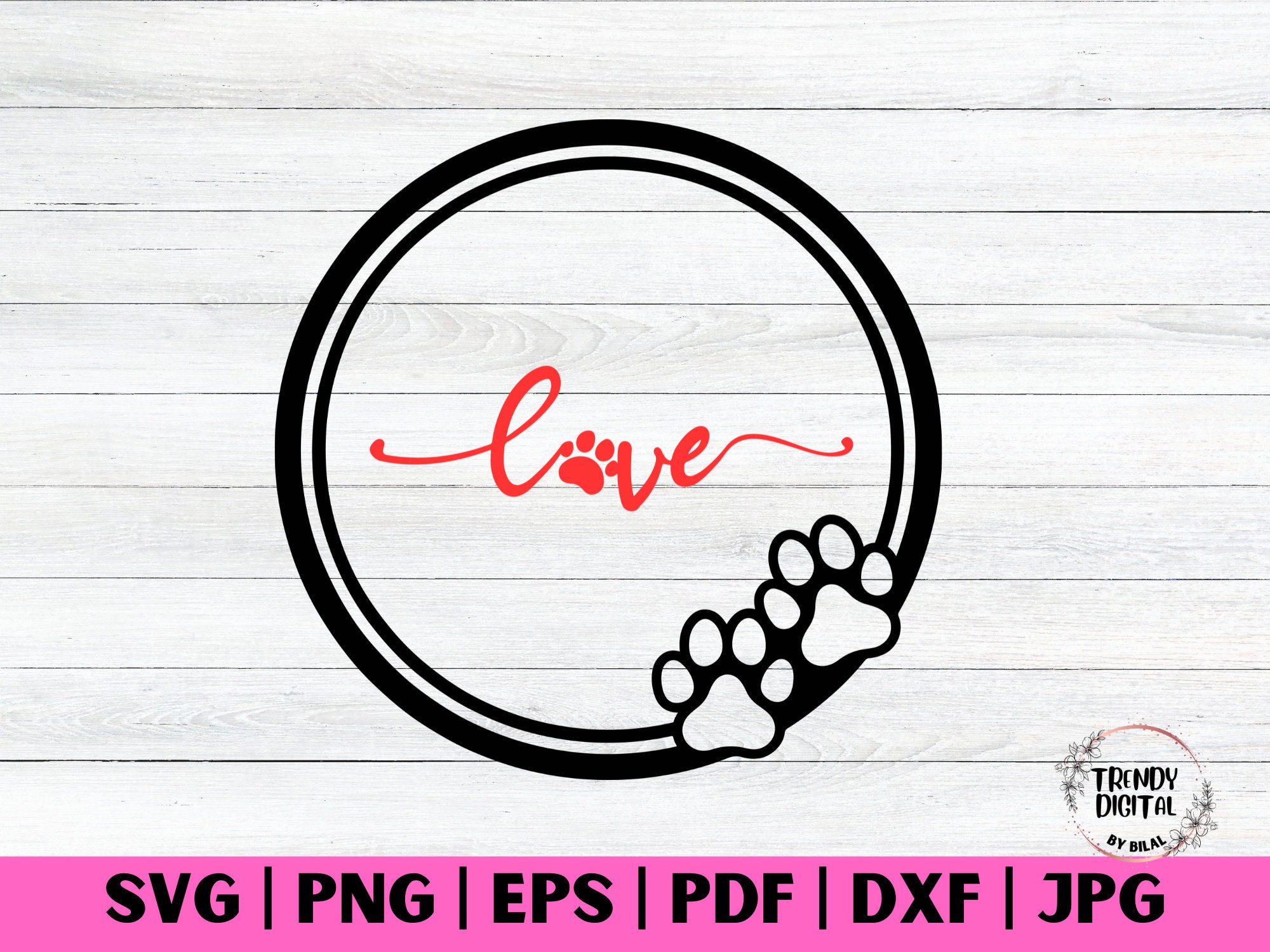 Dog Paw Frame SVG Cat Paw PNG Love Paw Sign Instant Digital - Etsy