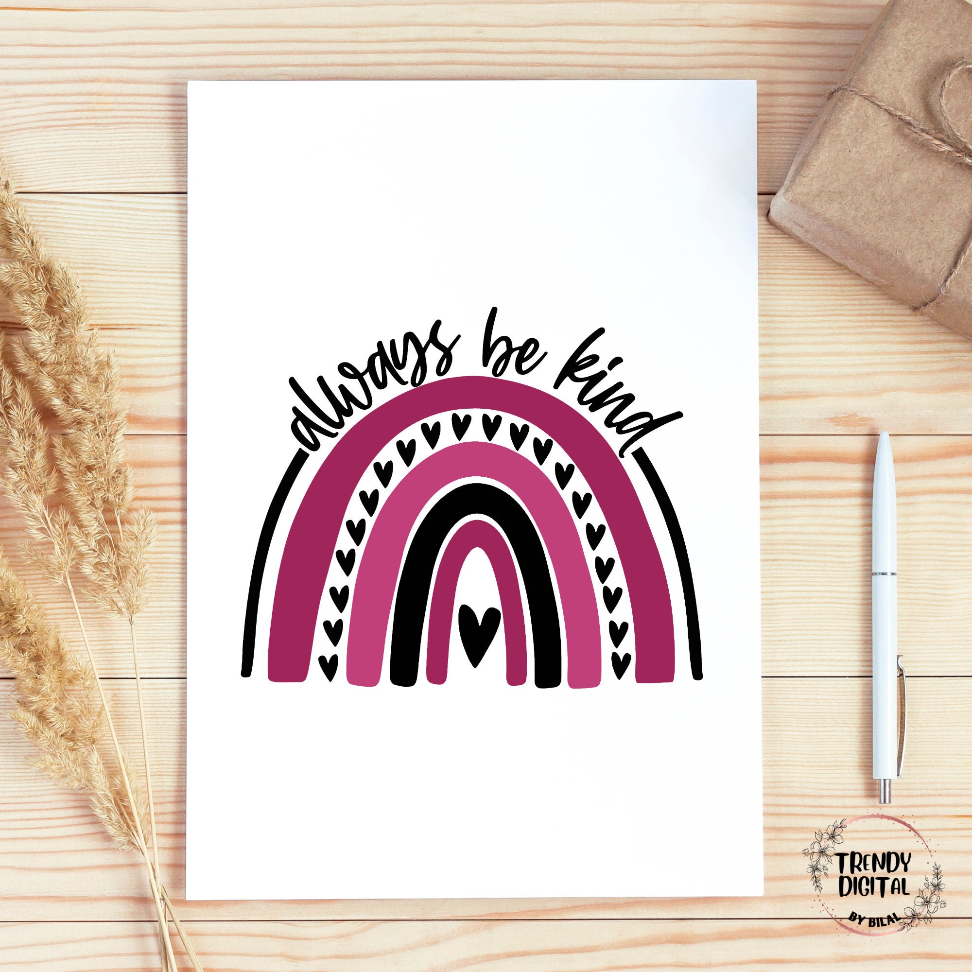 Always Be Kind SVG Boho Rainbow Clipart Positive Vibes - Etsy