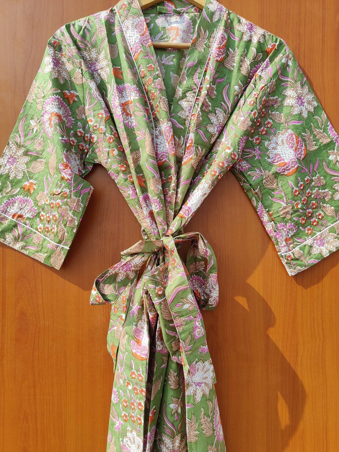 100% Cotton Kimono Robes, Pure Cotton Kimono, Block Print Cotton Kimono ...