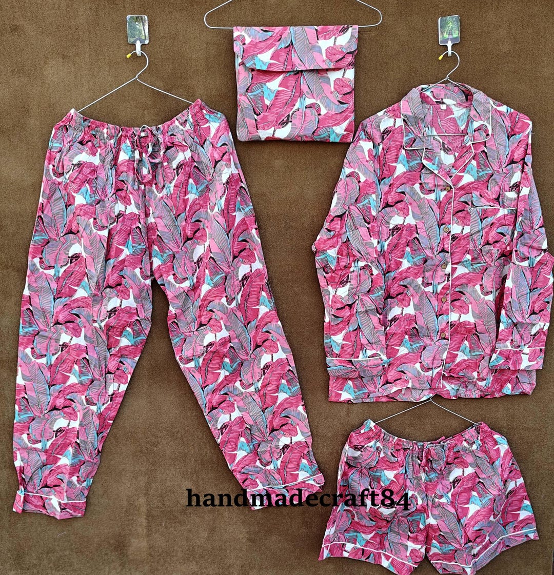 Cotton Night Wear, Indian Night Suit, Indian Cotton Pajama Set Handmade ...