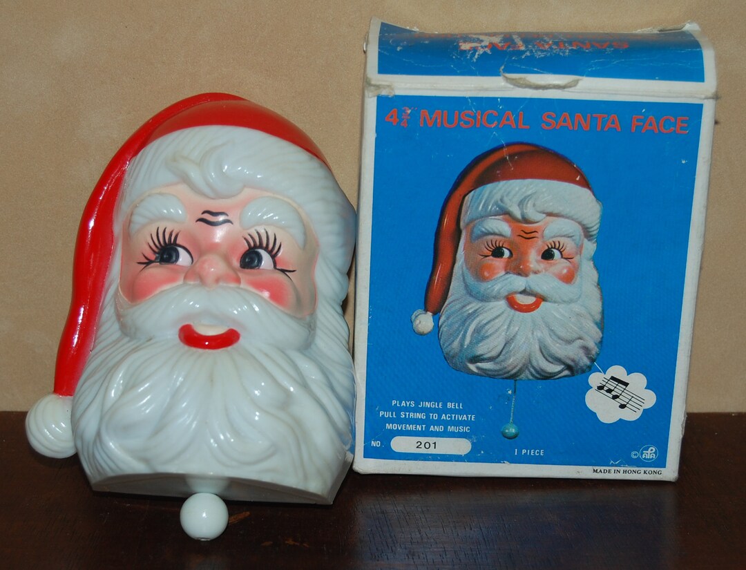 Vintage Plastic Musical Santa Head, Musical Santa Claus, Vintage Santa ...