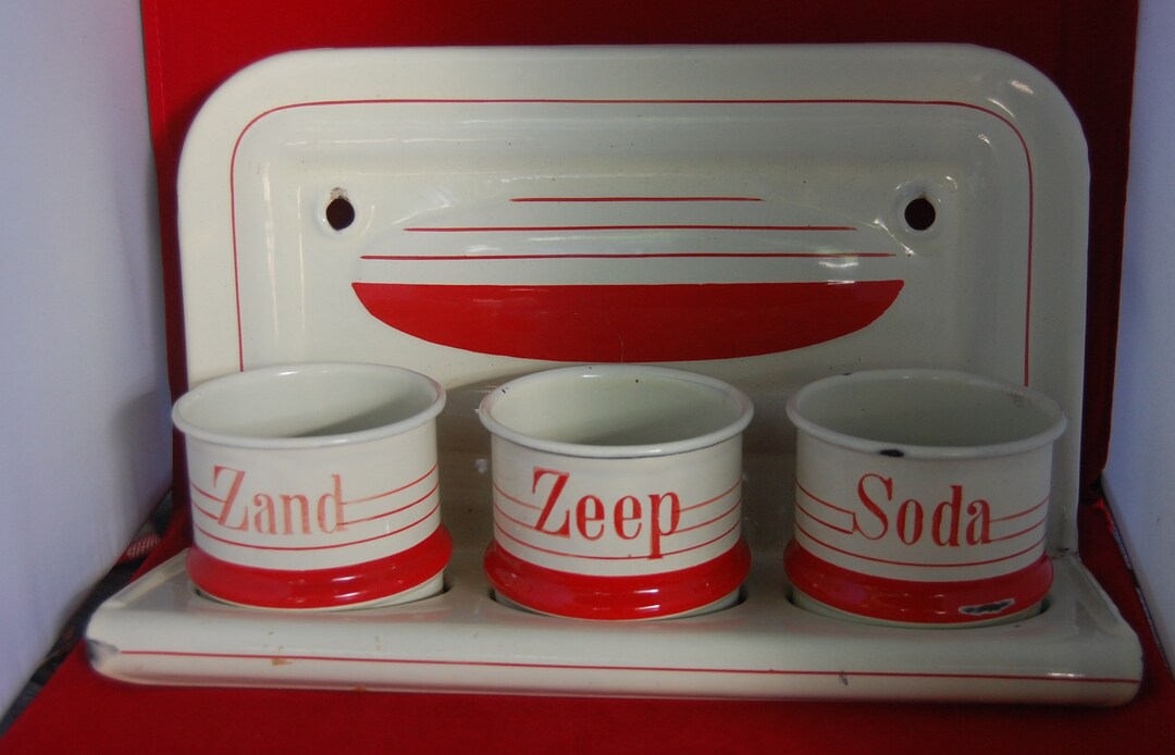 Art Deco Enamel Kitchen Set, Laundry Set, Washing Board Sand-soap-soda ...