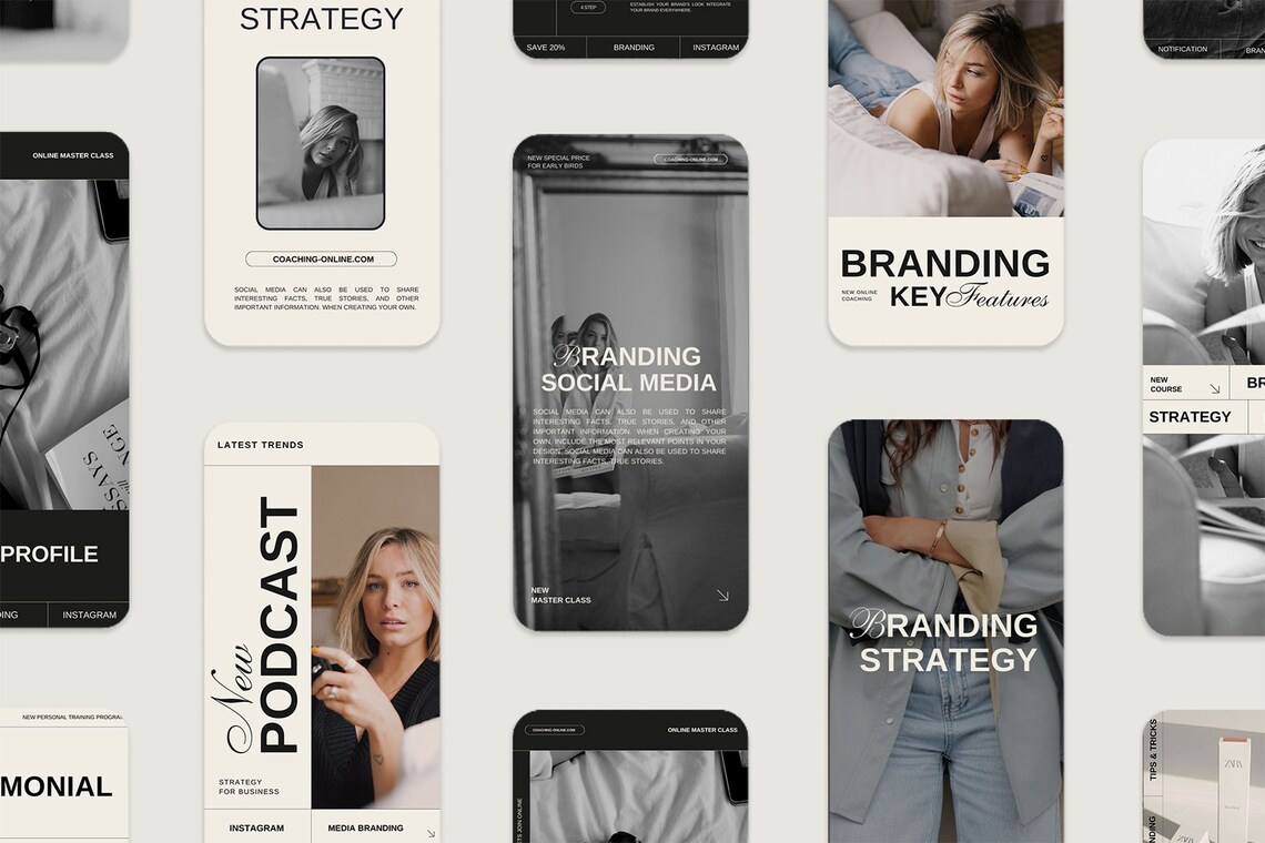 Instagram Coach Template Post and Stories Black Modern - Etsy