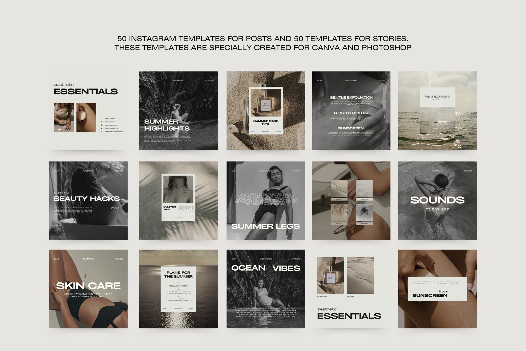 300 Aesthetic Social Media Templates III, Aesthetic Instagram Templates ...