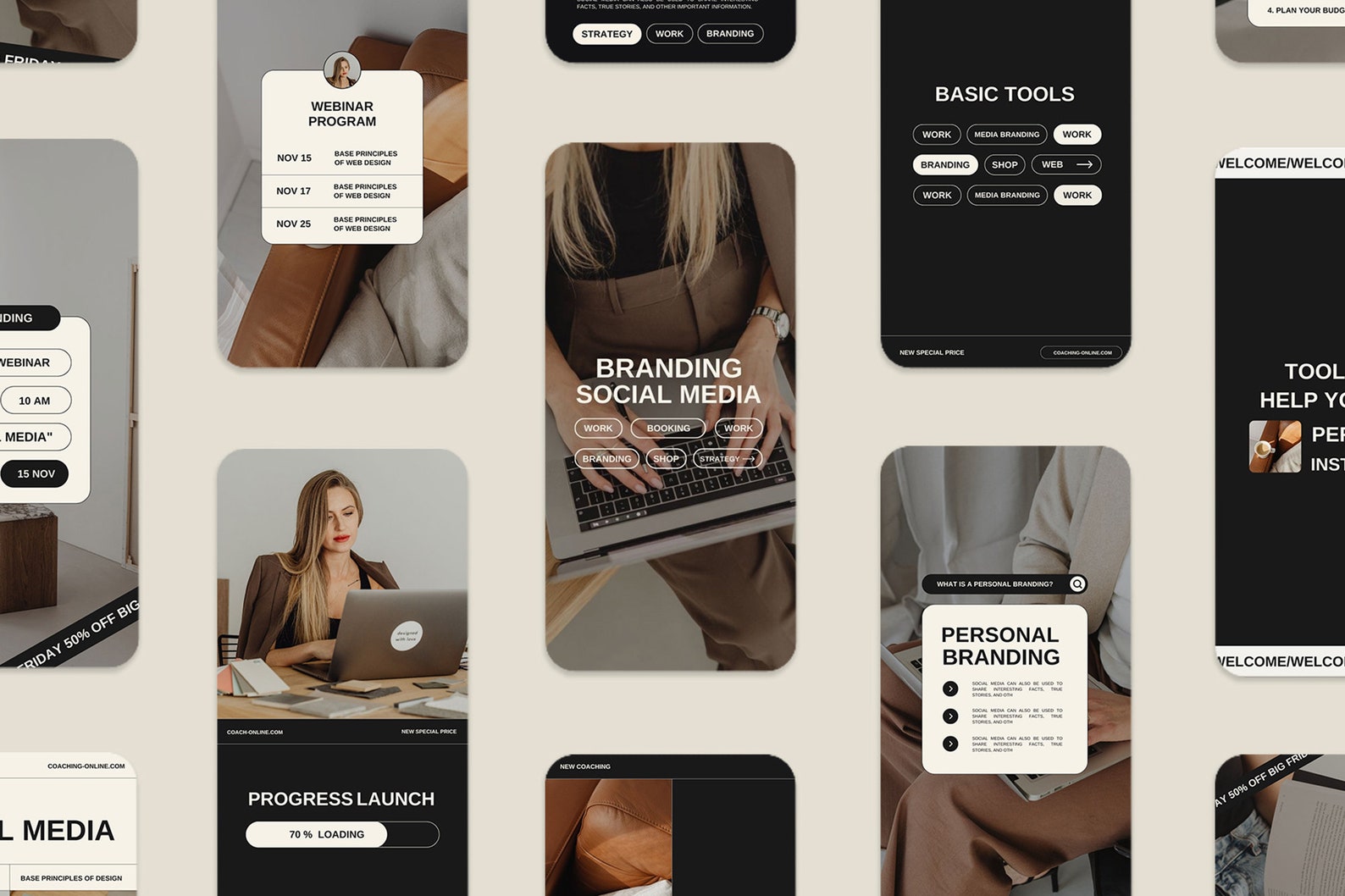 Coach Bundle Instagram Templates for Canva and Photoshop, 200 Instagram ...