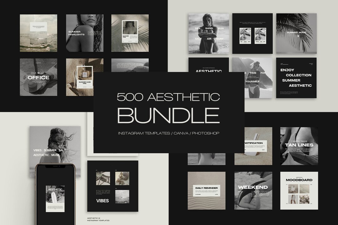 500 Aesthetic Social Media Template Canva and Photoshop Modern ...