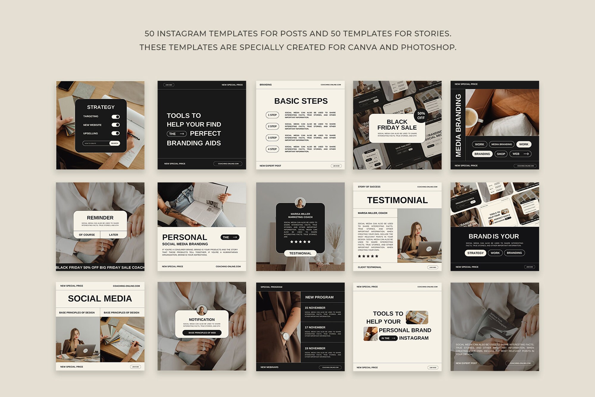100 Coach Instagram Template Canva and Photoshop for Content - Etsy
