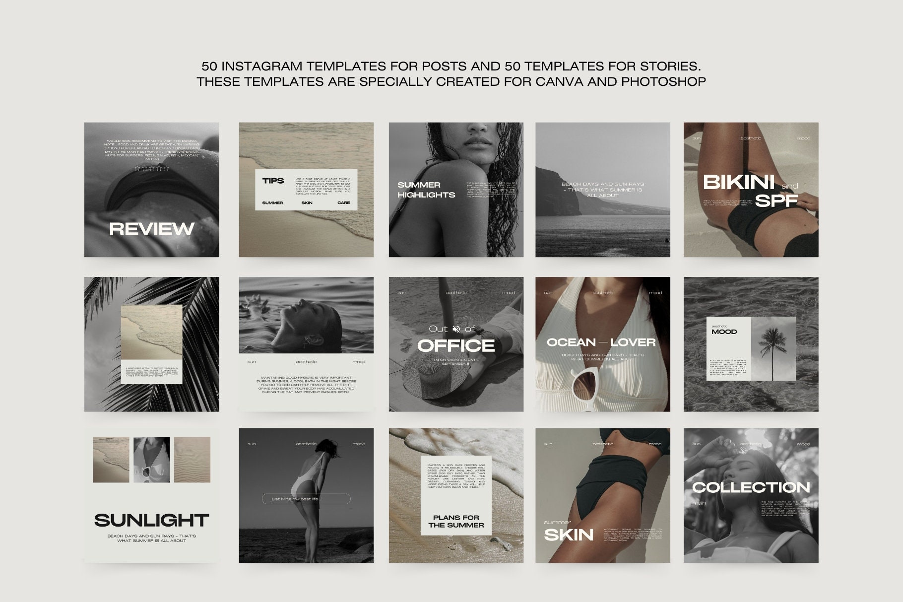 500 Aesthetic Social Media Template Canva and Photoshop Modern ...