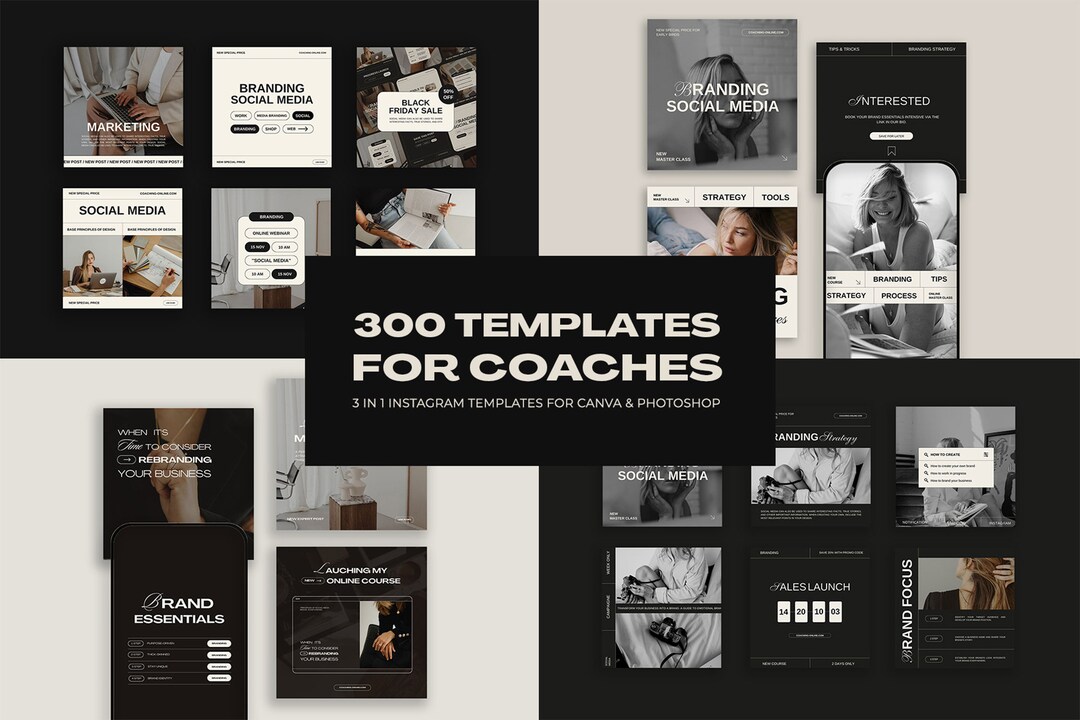 300 Instagram Templates for Coach Canva, Coach Bundle Instagram Post ...