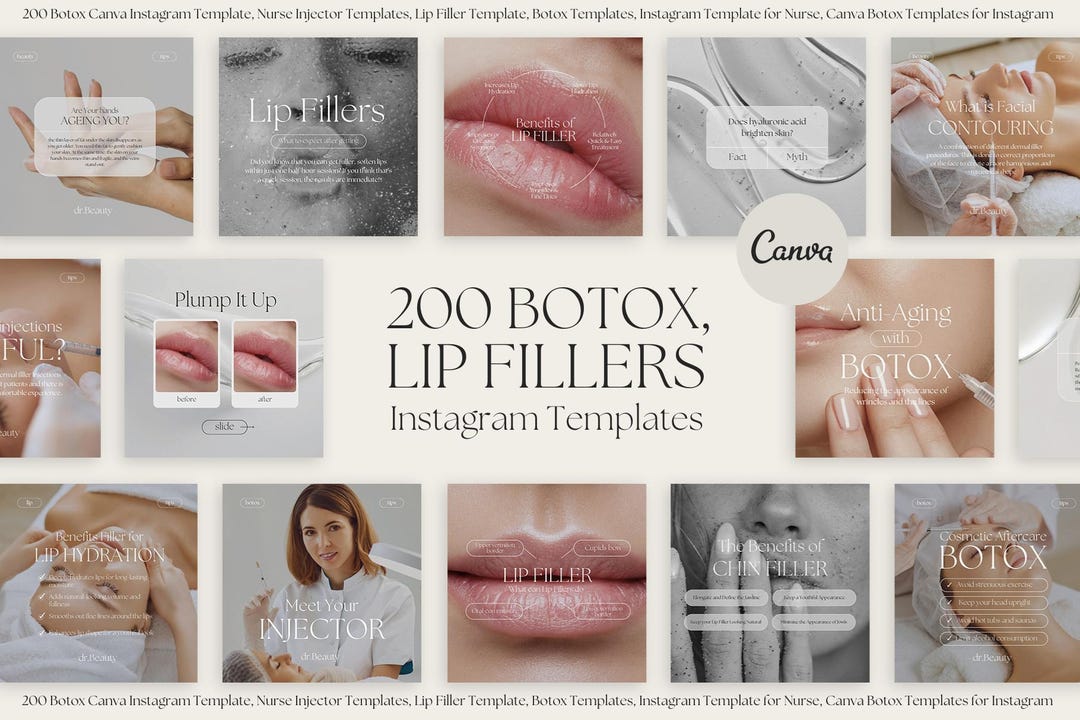 Botox and Lip Fillers Instagram Templates, Botox Instagram Posts, Nurse ...