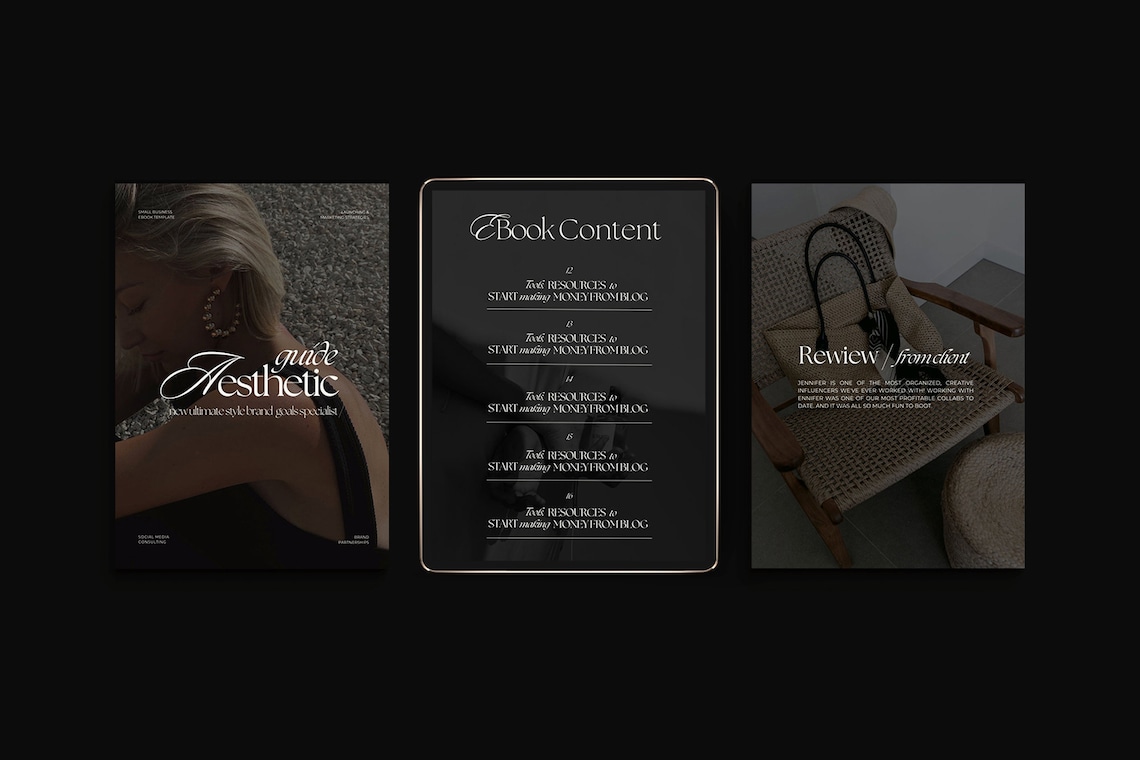 Aesthetic Ebook Template Canva Lead Magnet Template Black Luxury Small ...