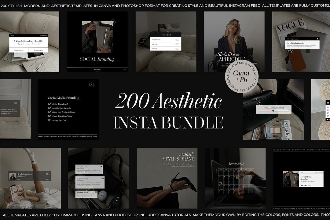 200 Aesthetic Instagram Templates, Aesthetic Social Media Templates ...