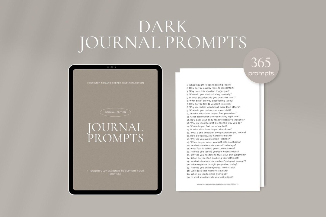 365 Daily Dark Journal Prompts in Canva and PDF (printable A4) - Etsy