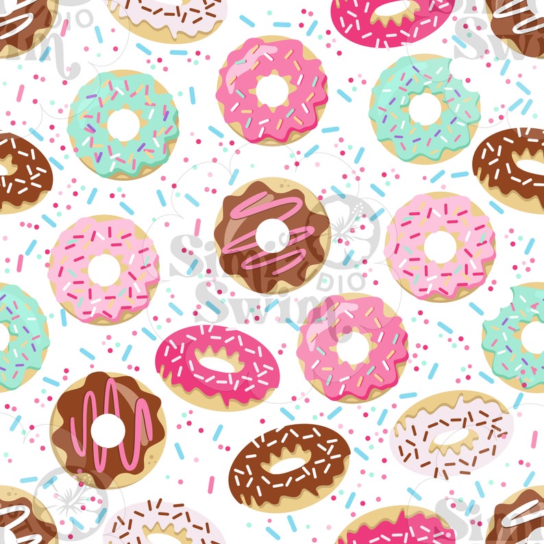 Sweet Donuts Rainbow Sprinkles, Digital Seamless Pattern for Fabrics ...