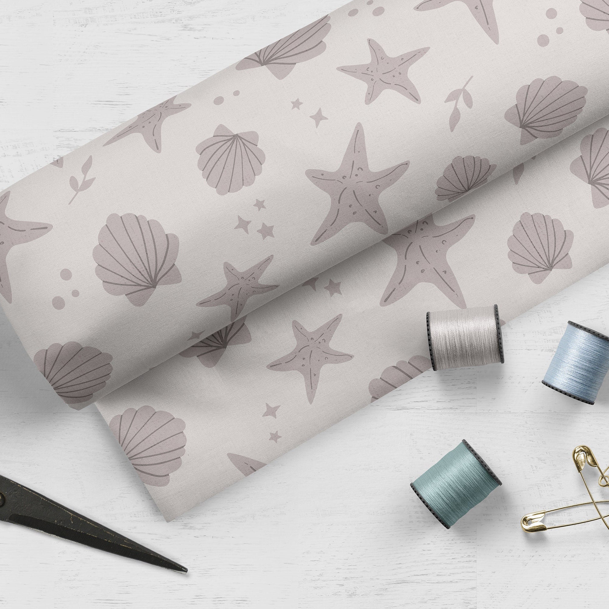 Boho Sea Shell Sea Life Pattern, Digital Seamless Pattern for Fabrics ...