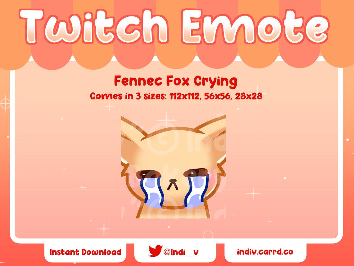 Kawaii Fennec Fox Crying Upset Emote for Twitch/discord - Etsy