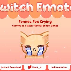 Kawaii Fennec Fox Crying Upset Emote for Twitch/discord - Etsy