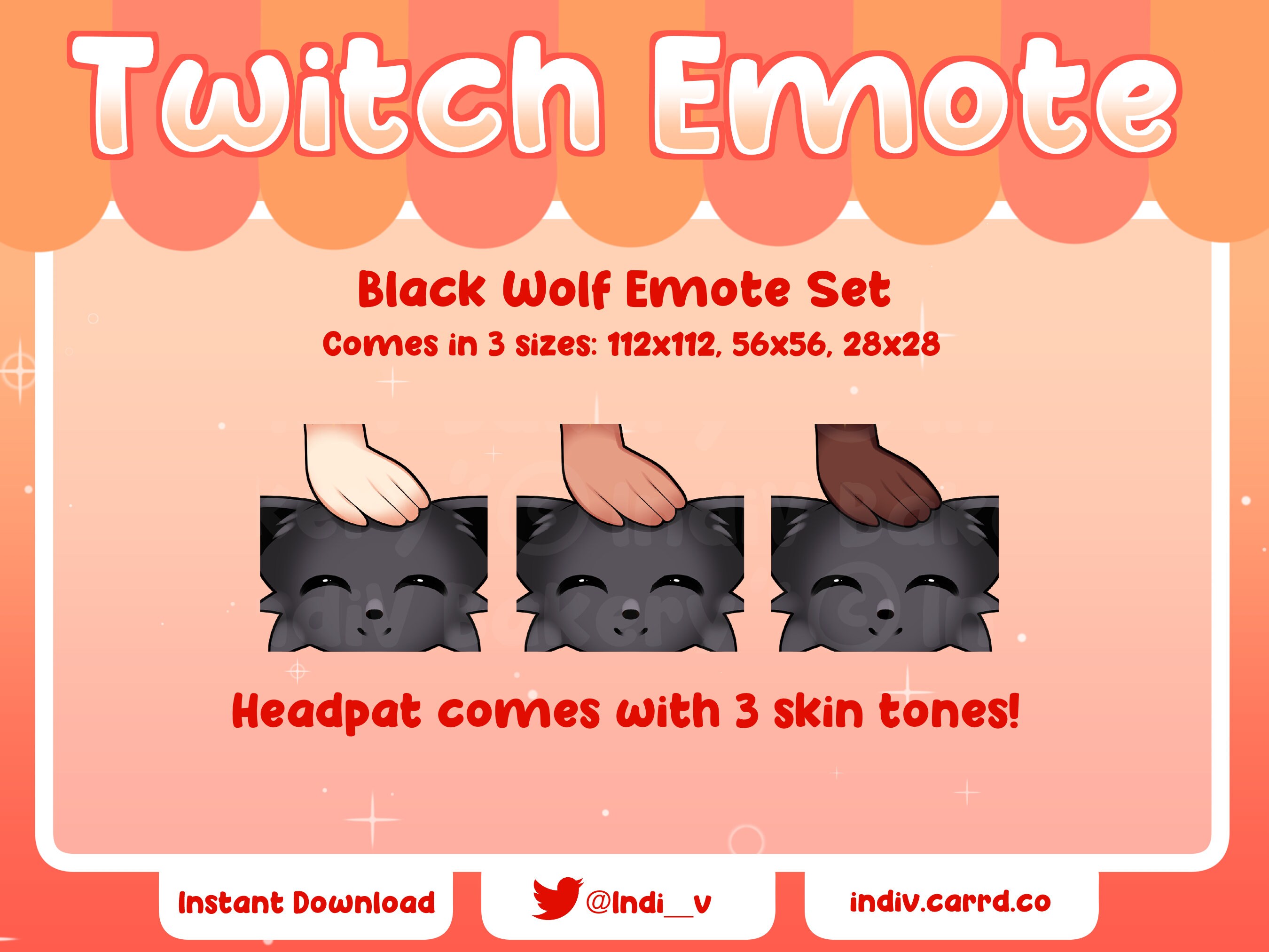 Kawaii Black Wolf Furry Emote Pack Excited Dead Heart - Etsy