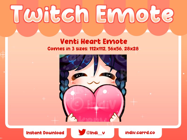 Kawaii Venti Genshin Impact Emote Heart Love for Discord/twitch - Etsy ...