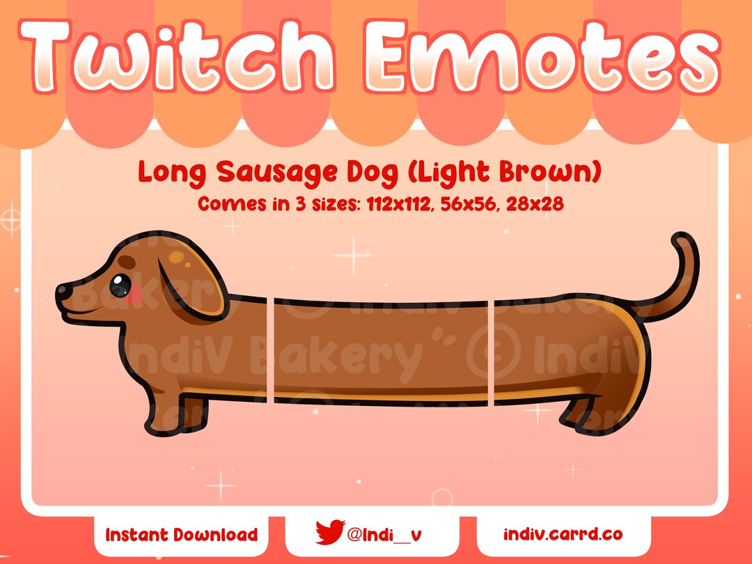 Kawaii LONG Sausage Dog light Brown Emote for Twitch/discord - Etsy