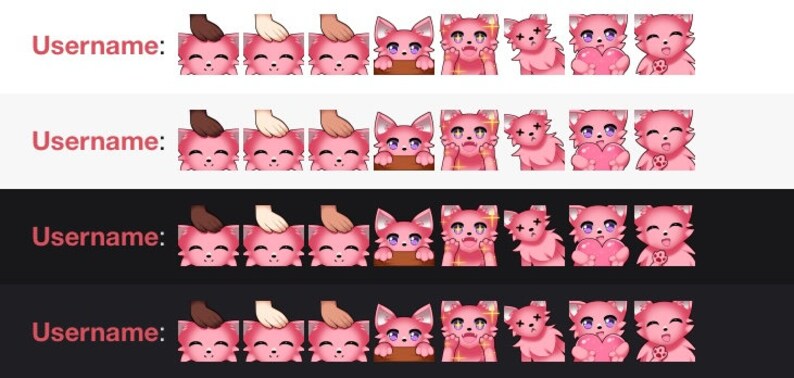 Kawaii Pink Wolf Furry Emote Pack Emocionado, Muerto, Corazón, Headpat ...