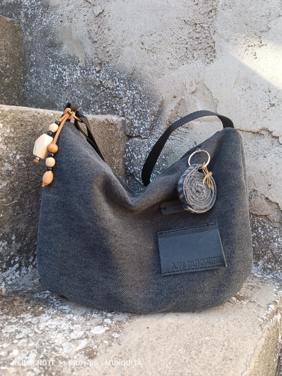 Recycled Denim Shoulder Bag, Handmade Crossbody Bag With Reused Denim ...