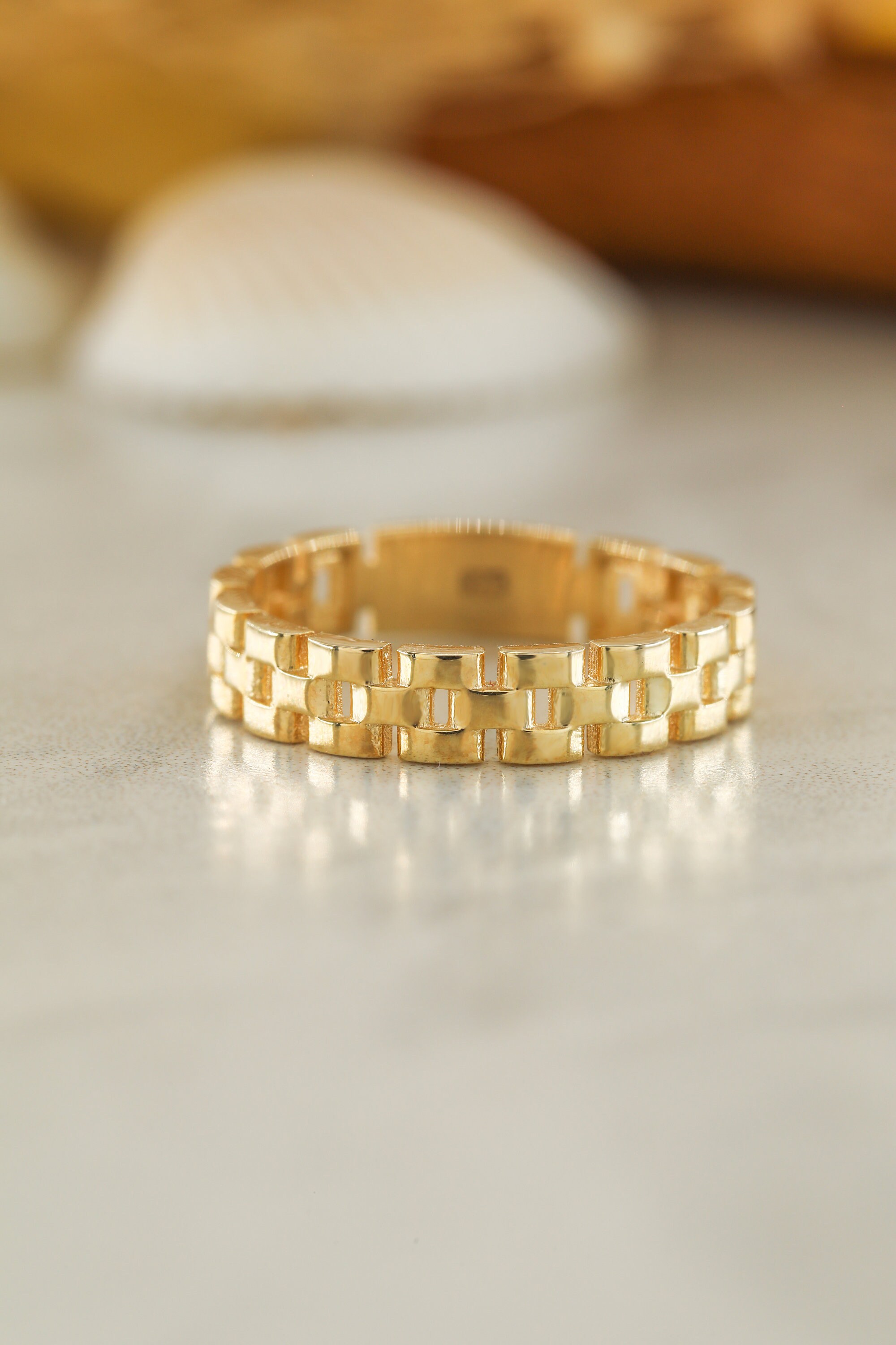 10K 14K Solid Gold Rolex Style Ring Minimalist Stackable - Etsy