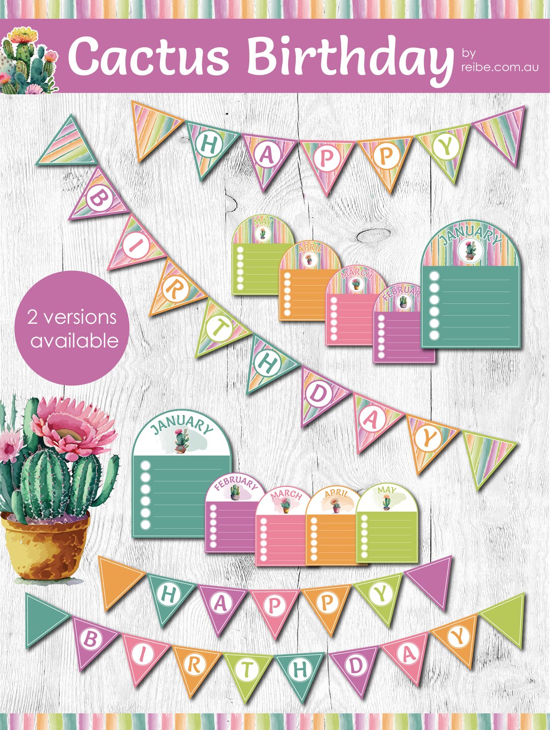 Cactus Classroom Birthday Display - Etsy